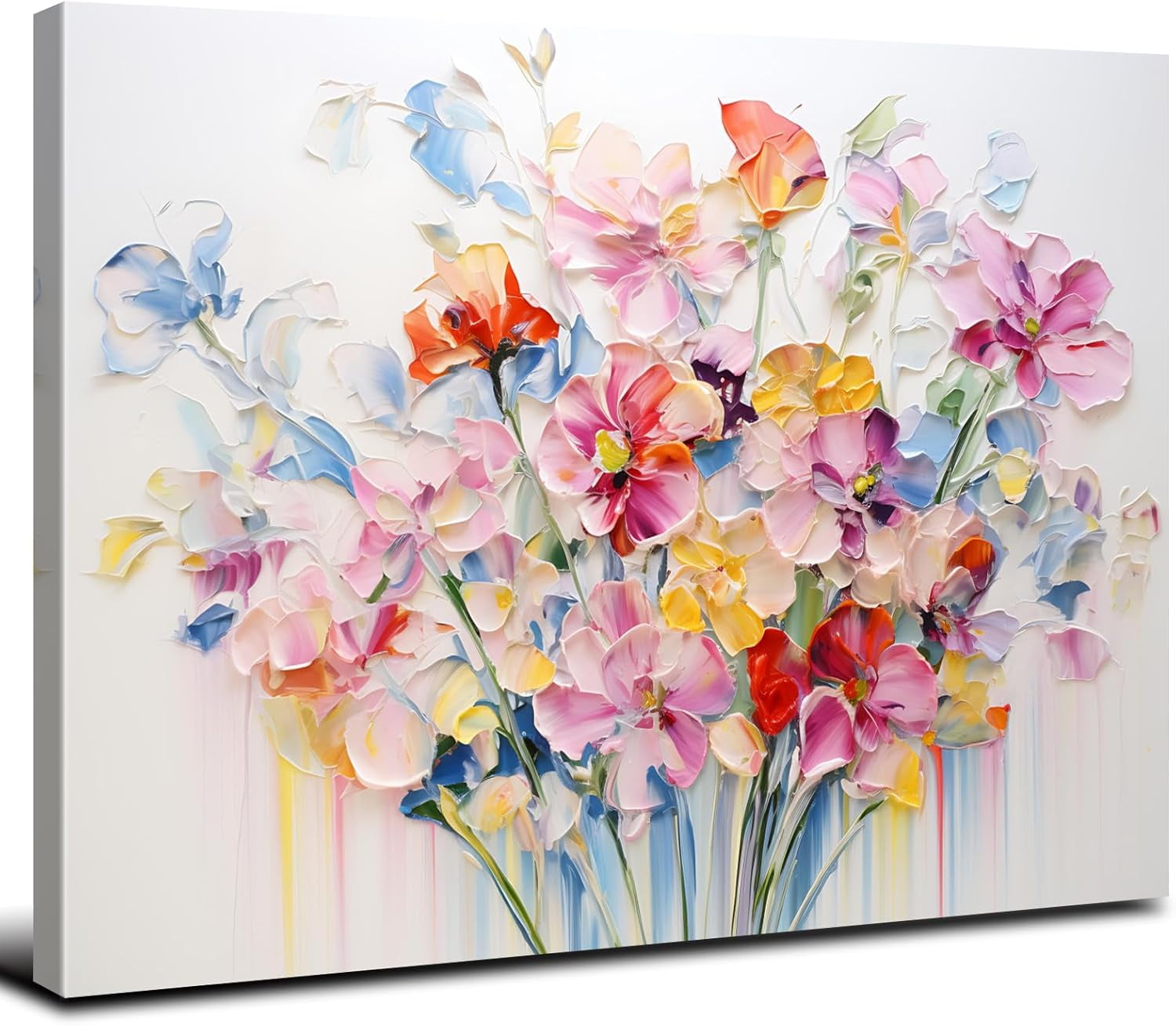 AatoeaX Abstract Floral Canvas Wall Art Colorful Flower Bouquet Texrure ...