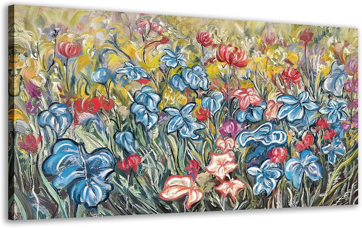 AatoeaX Abstract Flowers Wall Art - Impressionistic Botanical Canvas ...