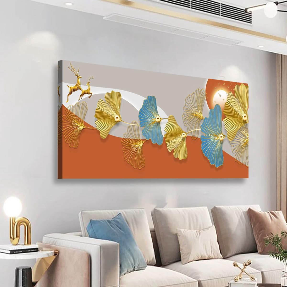 AatoeaX Abstract Wall Art Bedroom Wall Decor Living Room Golden Canvas ...