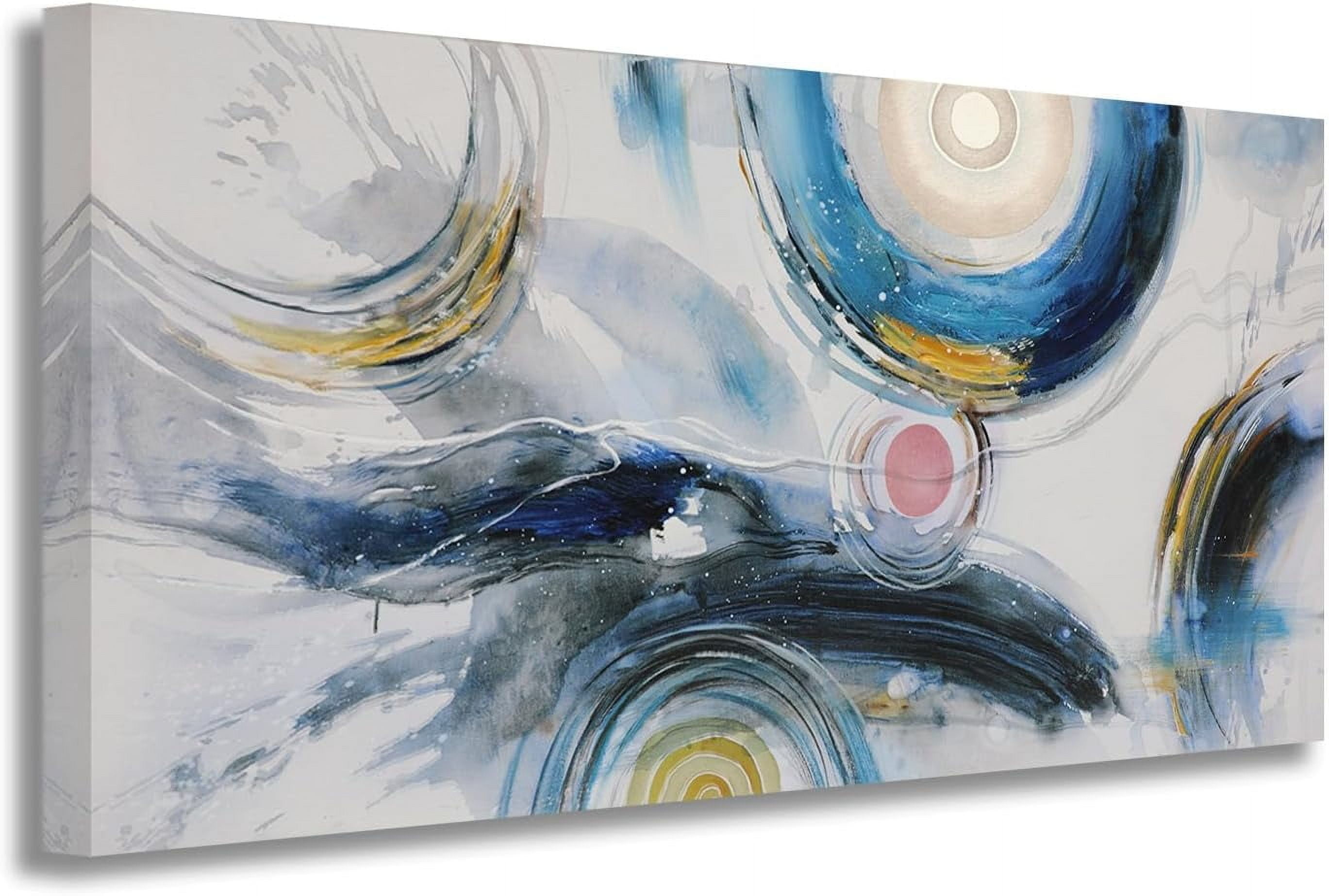 AatoeaX Abstract Wall Art Modern Blue Grey Picture Simple Geimetric ...