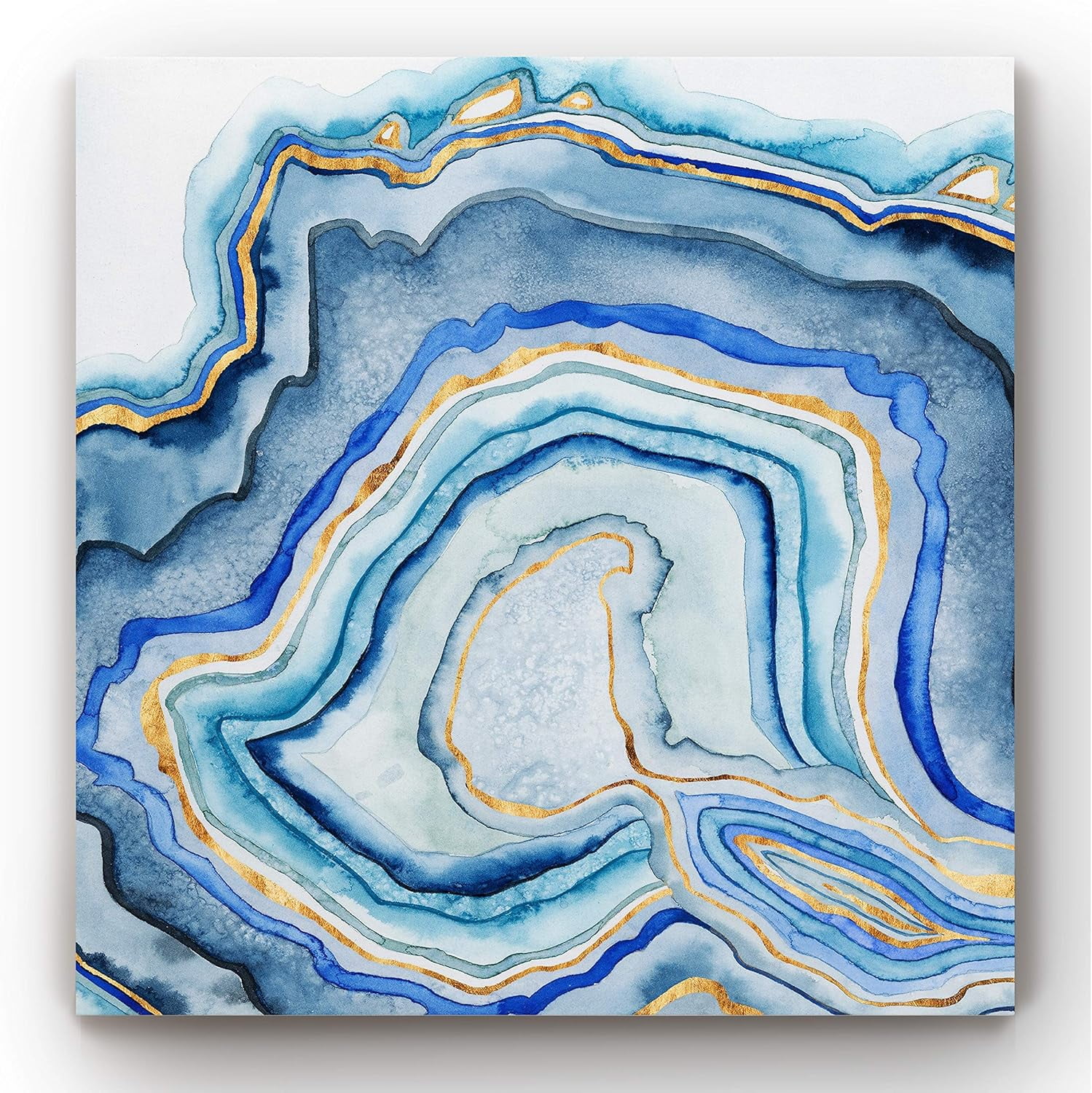 AatoeaX Abstract Wall Art for Home Blue Geode Rock Stone Canvas Hanging ...