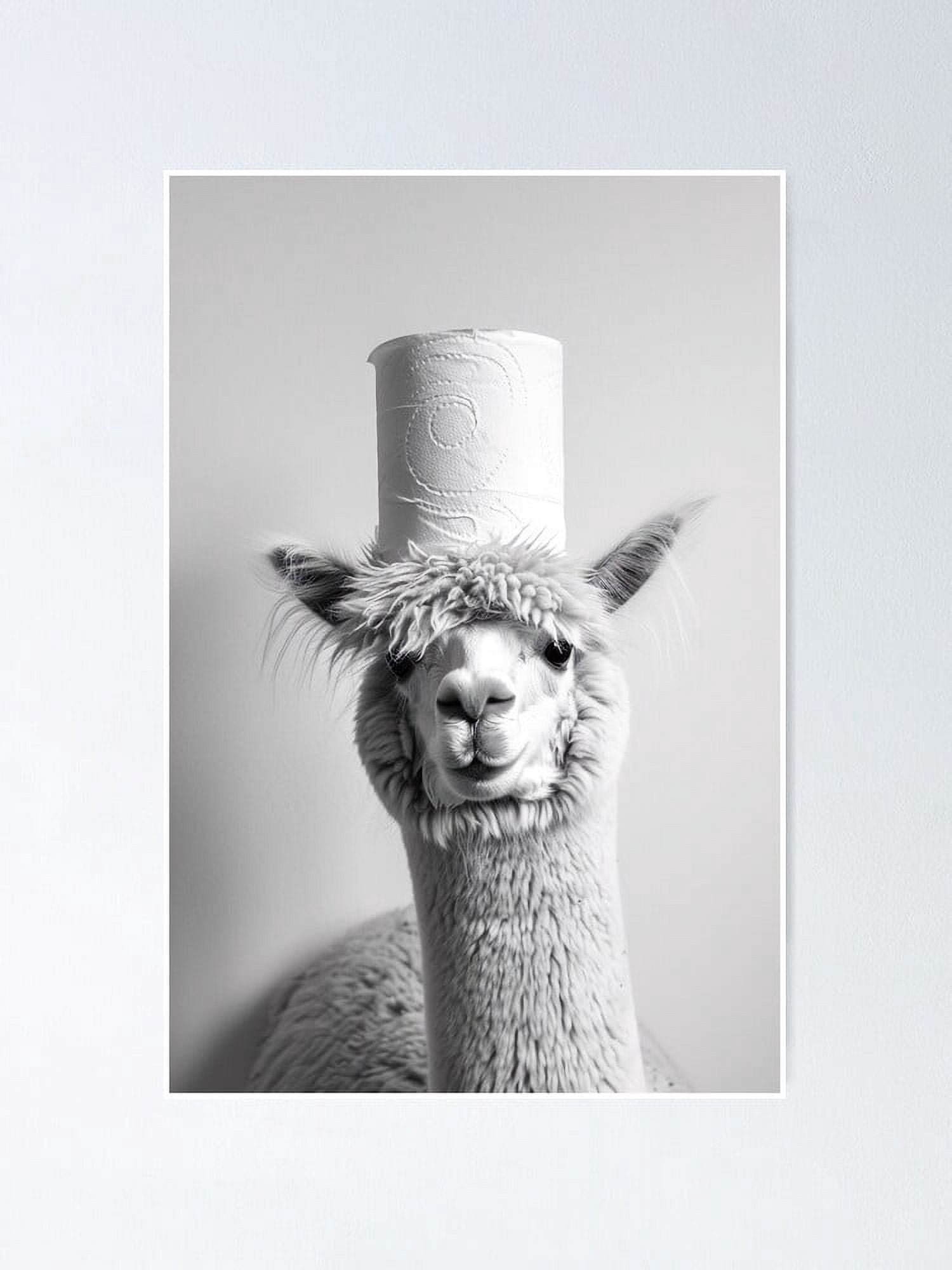 AatoeaX Alpaca in Bathroom with Toilet Paper on Head Poster Aesthetic ...