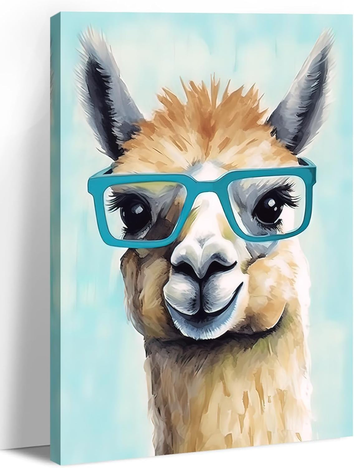 AatoeaX Alpaca Canvas Wall Art Nursery Wall Decor Funny Animals Wearing Glasses Pictures Prints ...