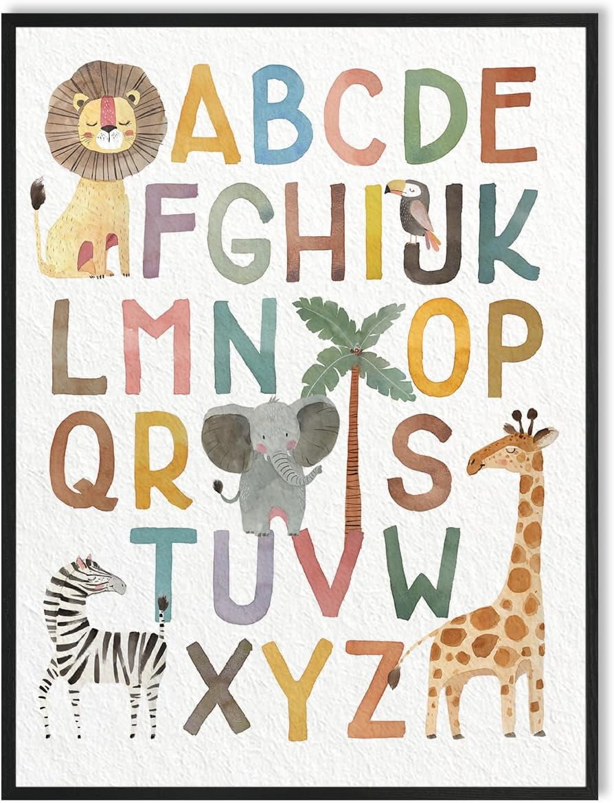 AatoeaX Alphabet Poster Nursery Wall Art: Kids Wall Art Animal Pictures ...