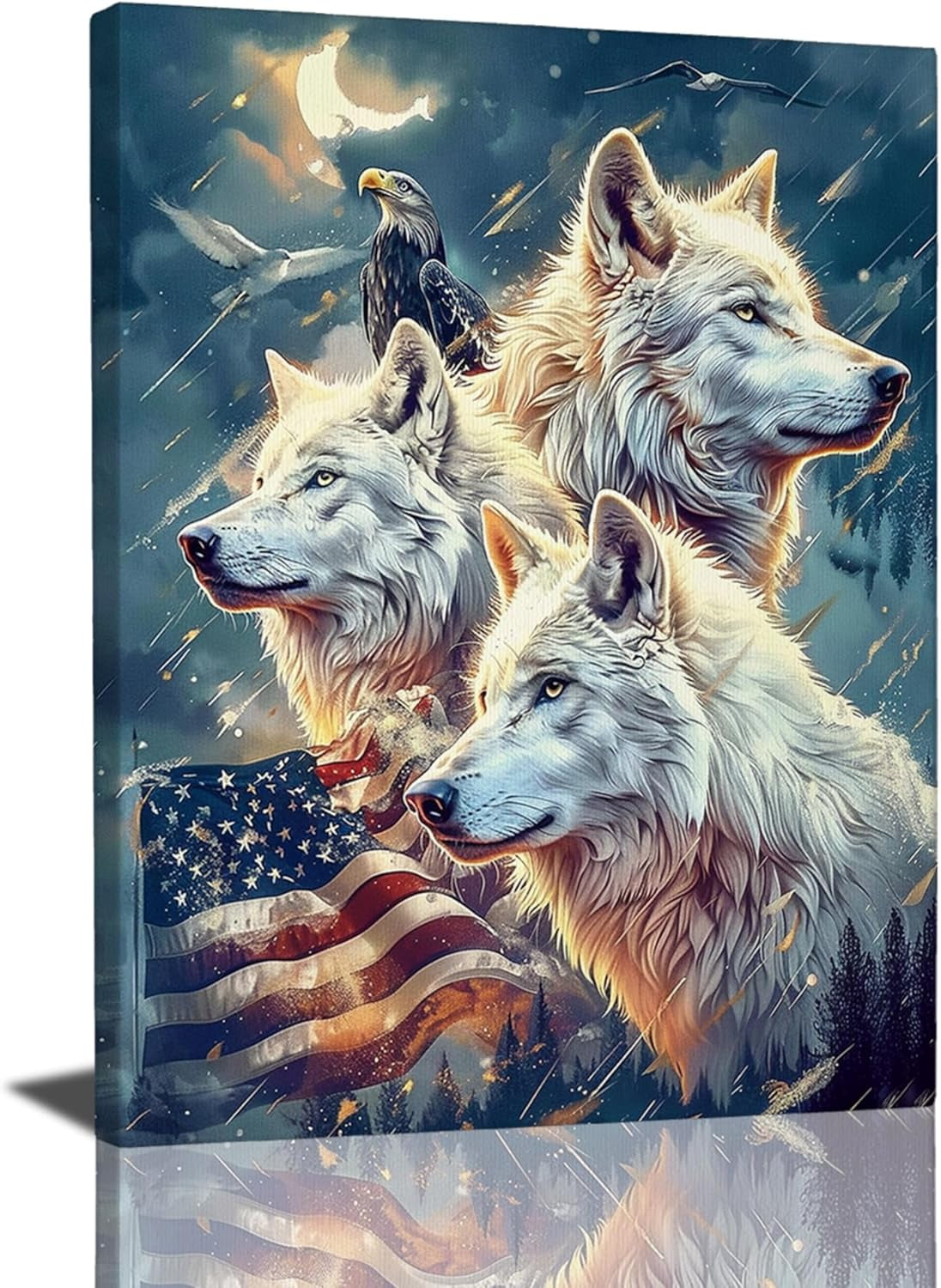 AatoeaX American Wolf Decor Wall Art Wolf Eagle Wall Decor Wolf Poster ...