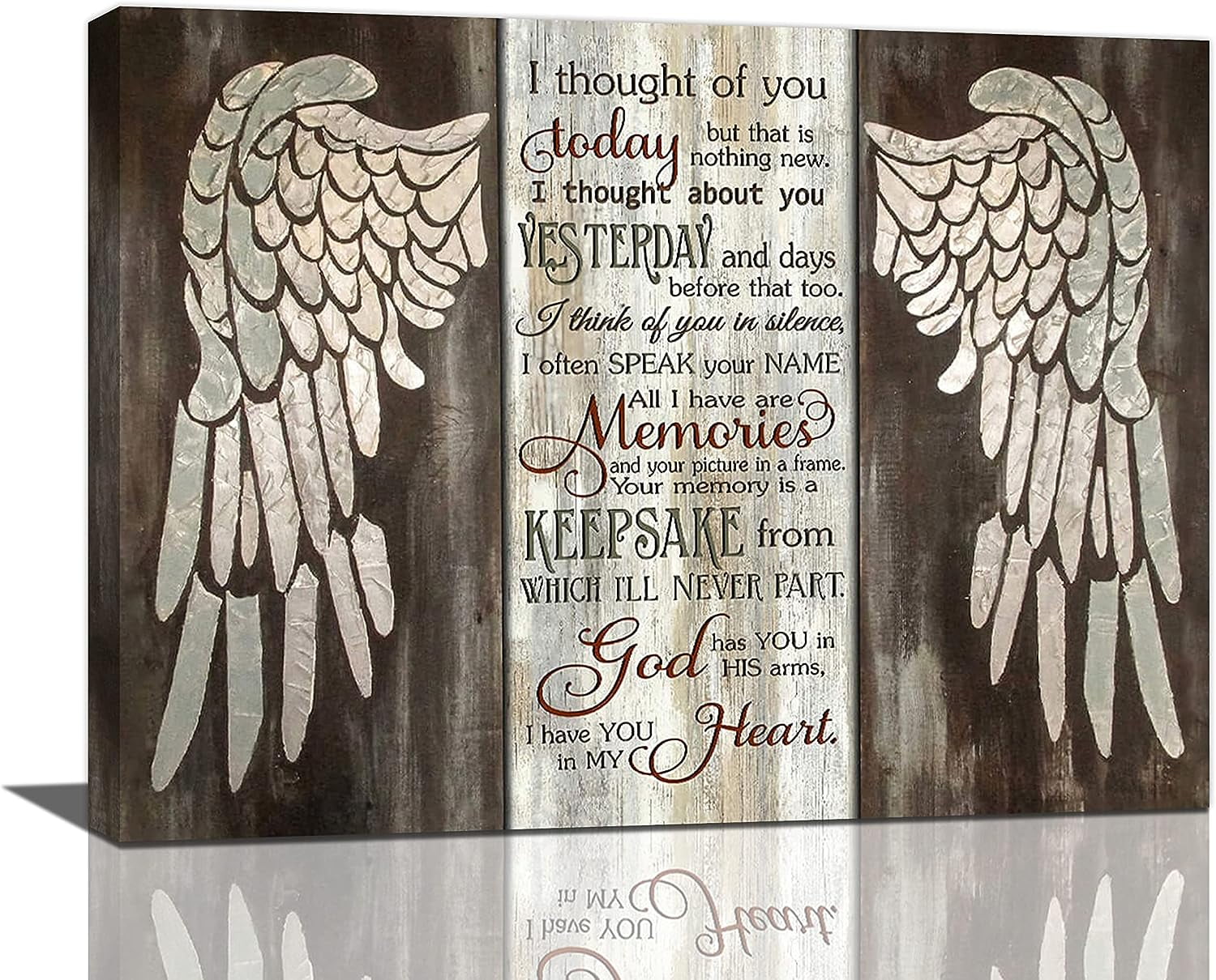 AatoeaX Angel Wings Wall Art Rustic In Memory Pictures Wall Decor Angel ...