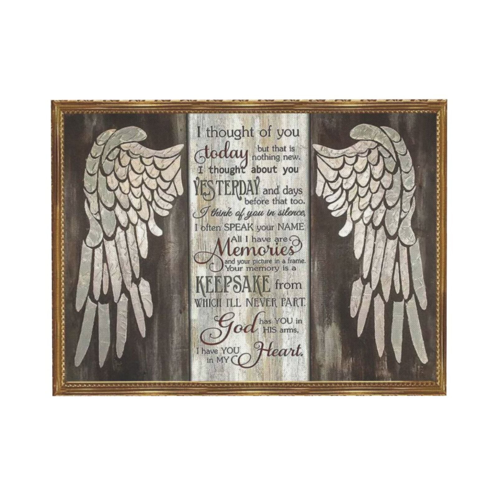 AatoeaX Angel Wings Wall Art Rustic In Memory Pictures Wall Decor Angel ...
