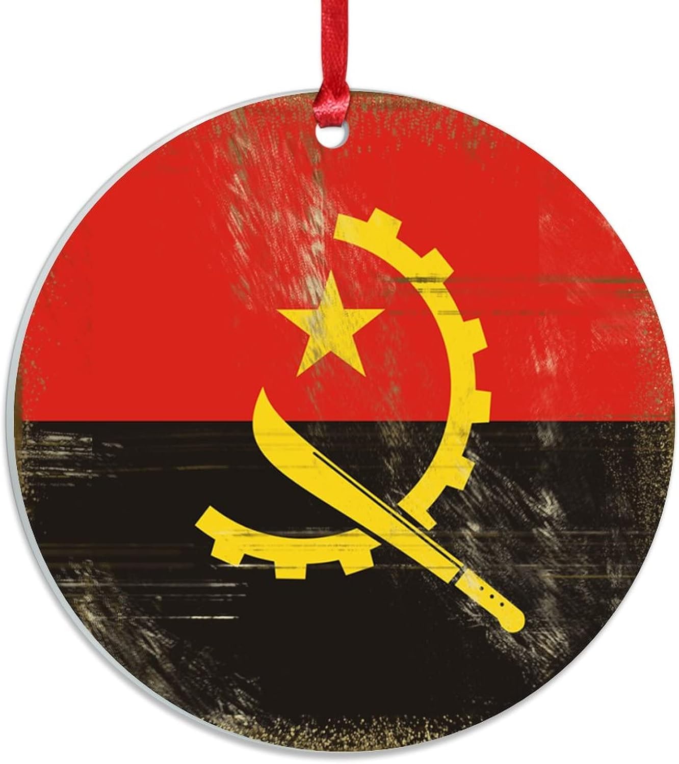 AatoeaX Angola Flag Acrylic Ornament: Rustic Look, National Symbol ...