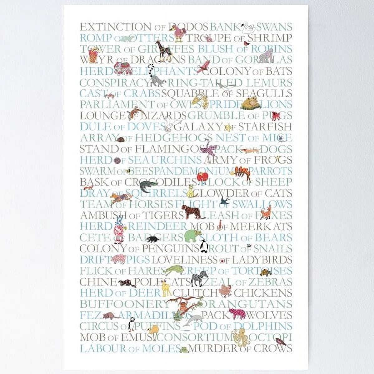 AatoeaX Animal Collective Nouns PosterAesthetic Home Decor – Perfect ...
