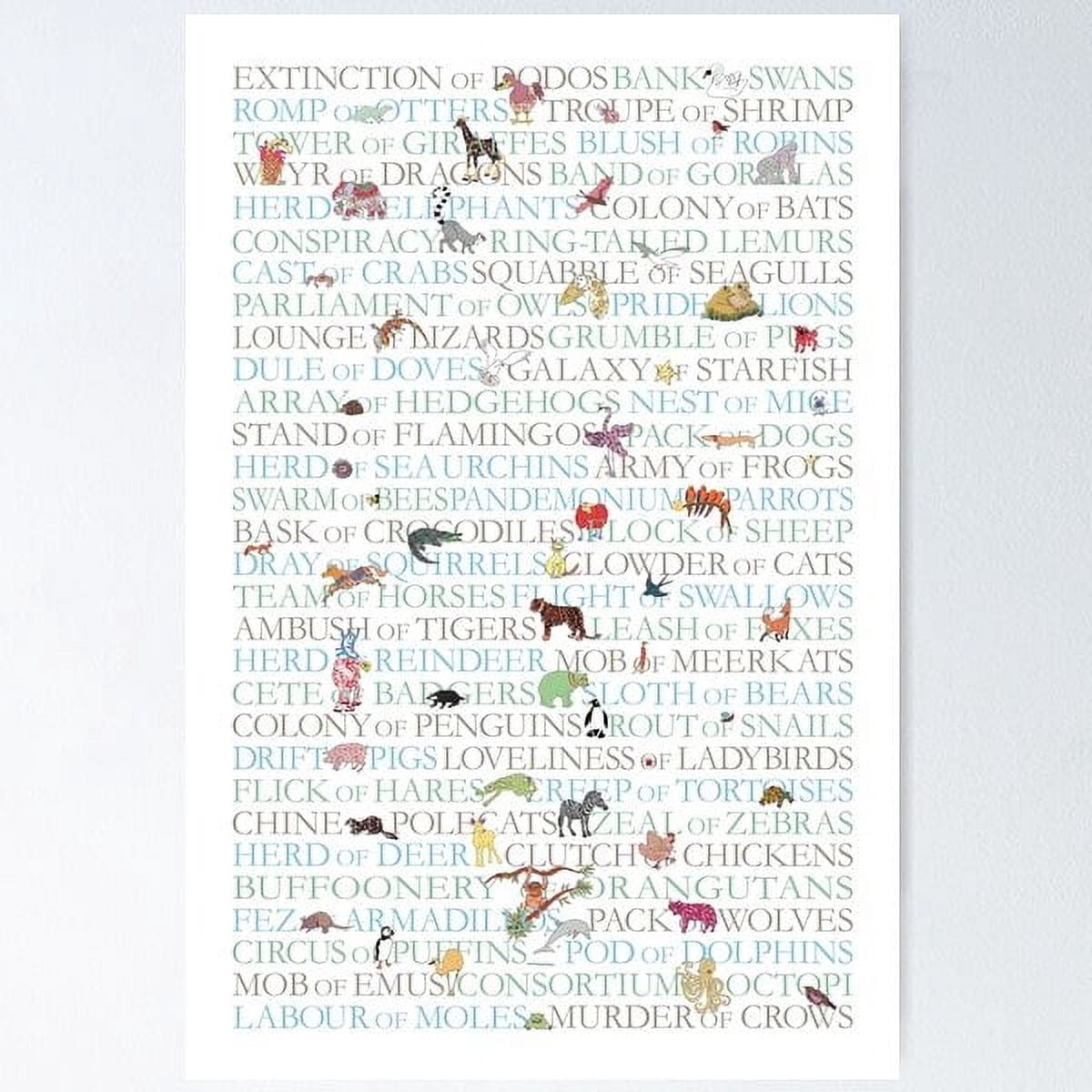 AatoeaX Animal Collective Nouns PosterAesthetic Home Decor – Perfect ...