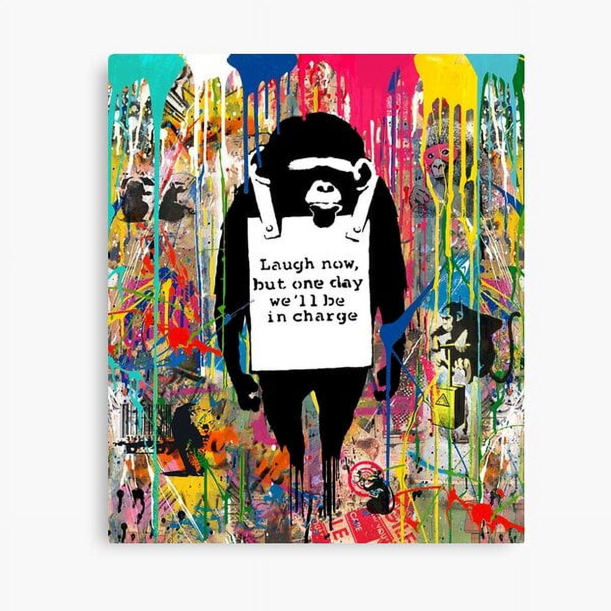 AatoeaX Banksy Animals Graffiti Stencil Art Collage Laugh Now Chimp ...