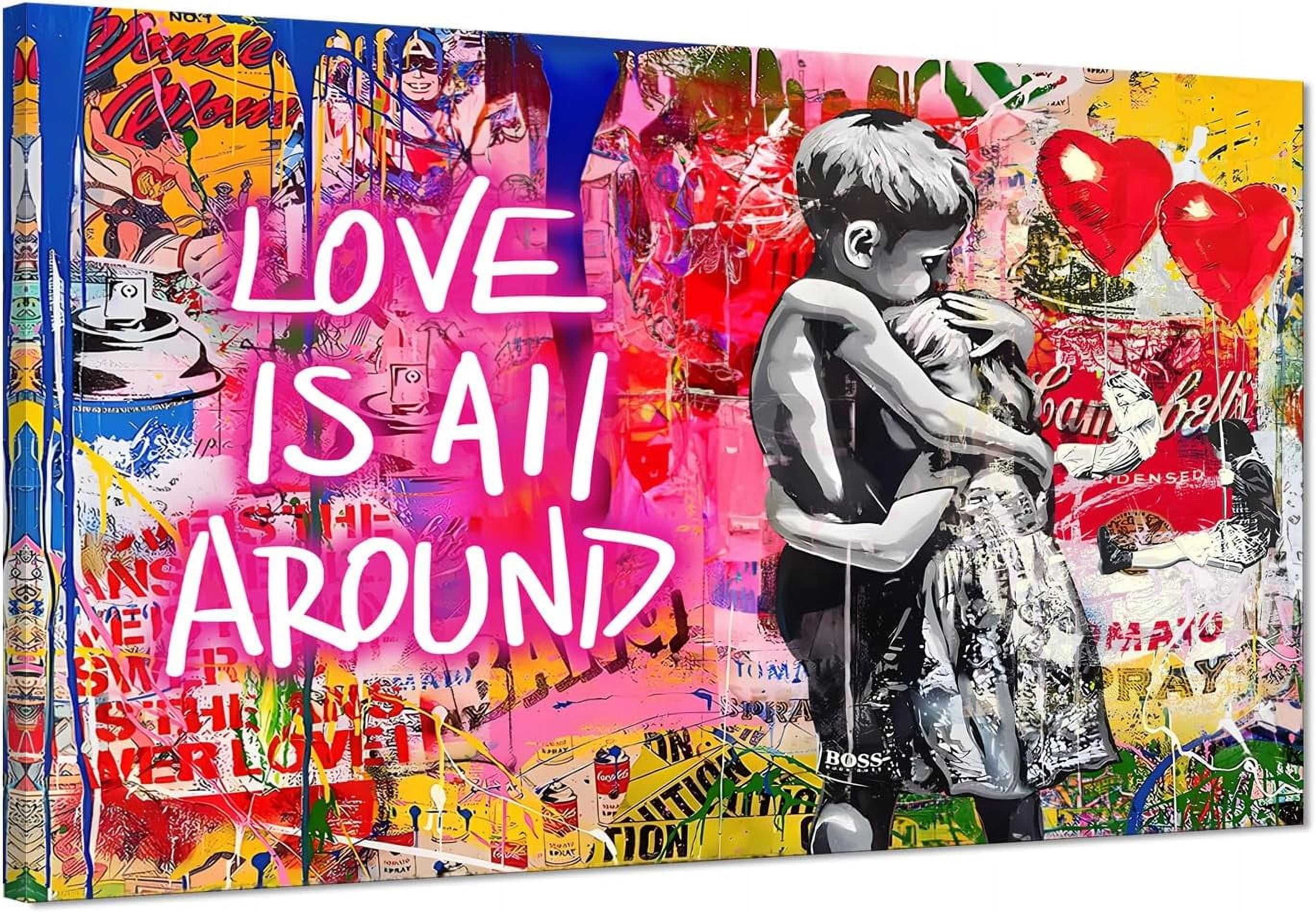 AatoeaX Banksy Graffiti Canvas Wall Art Love is All Around Posters ...