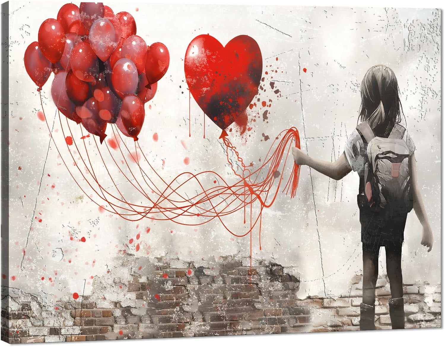 AatoeaX Banksy Graffiti Wall Art Girl Holding a Red Love Balloon ...