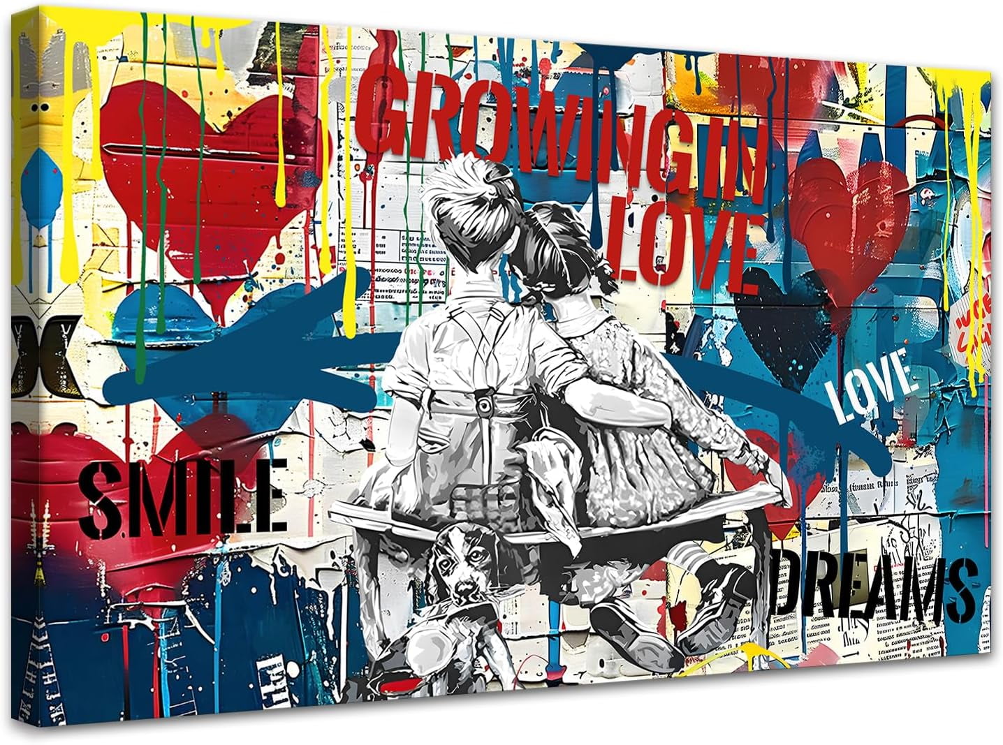 AatoeaX Banksy Wall Art for Living Room Canvas Artwork Heart Graffiti ...