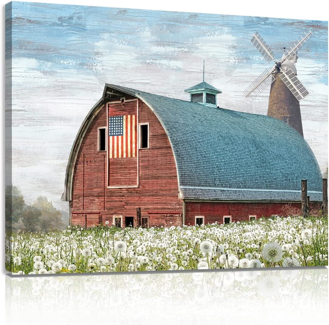 AatoeaX Barn Farm Pictures Wall Art - Country Rural Landscape Painting ...