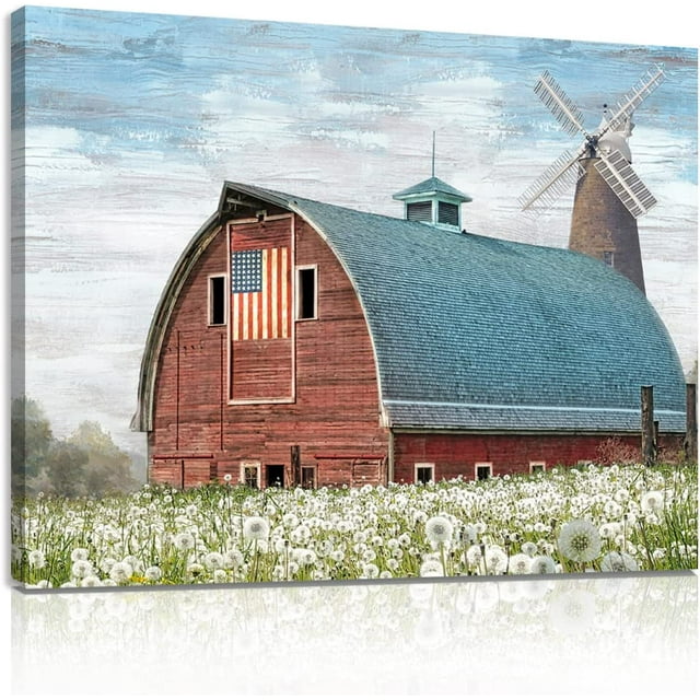 AatoeaX Barn Farm Pictures Wall Art - Country Rural Landscape Painting ...