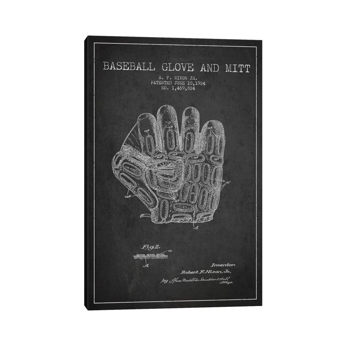 AatoeaX "Baseball Glove Charcoal Patent Blueprint" Canvas Print Modern ...