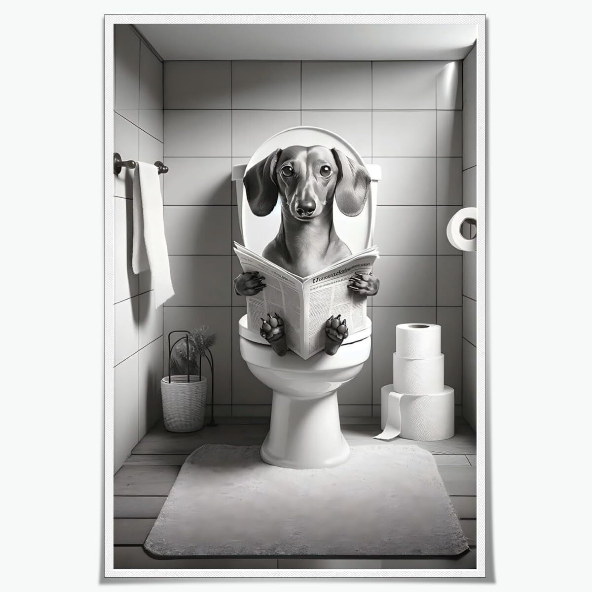 AatoeaX Bathroom Decor Funny Dog Bathroom Toilet Paper Wall Art ...