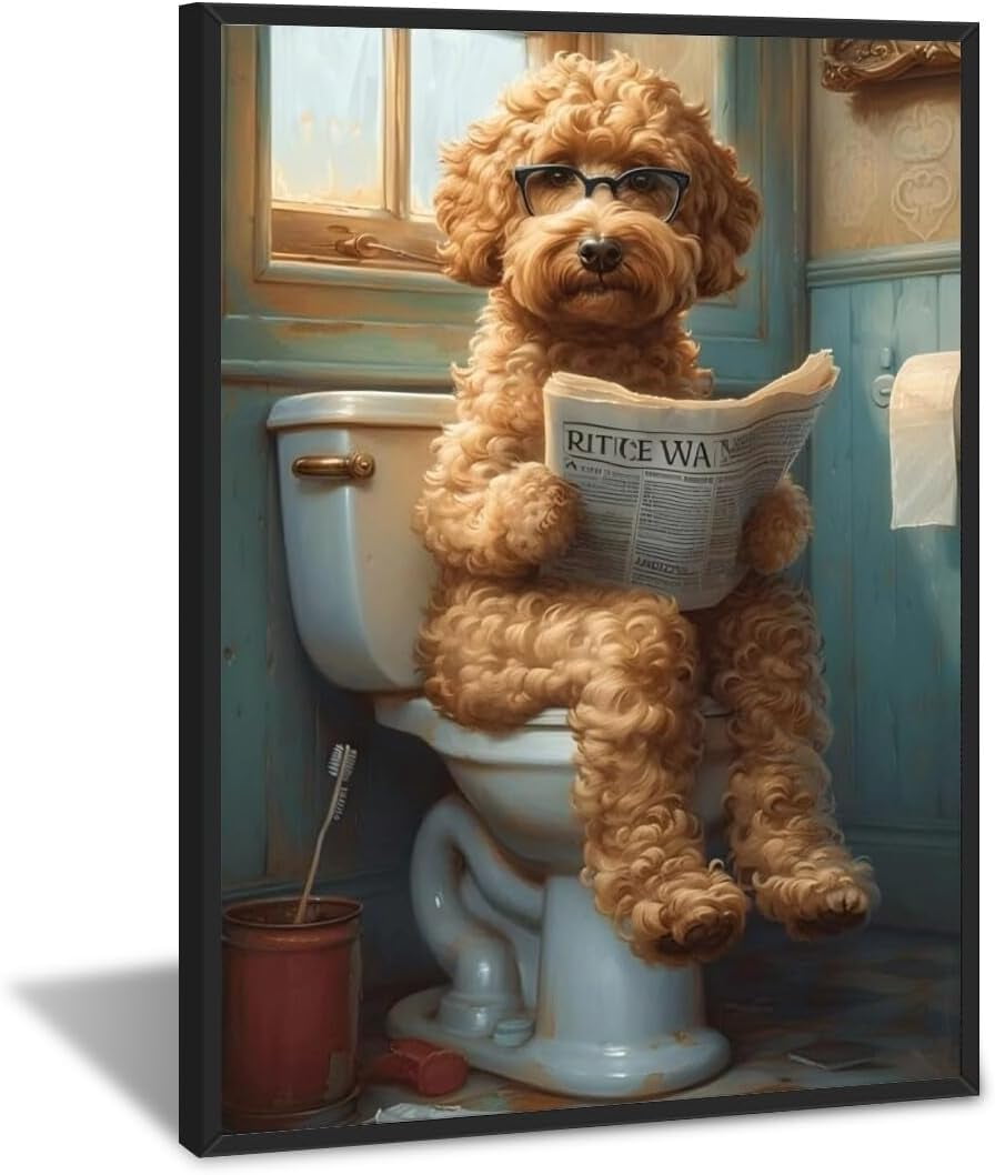 AatoeaX Bathroom Decor Funny Dog Bathroom Toilet Paper Wall Art ...