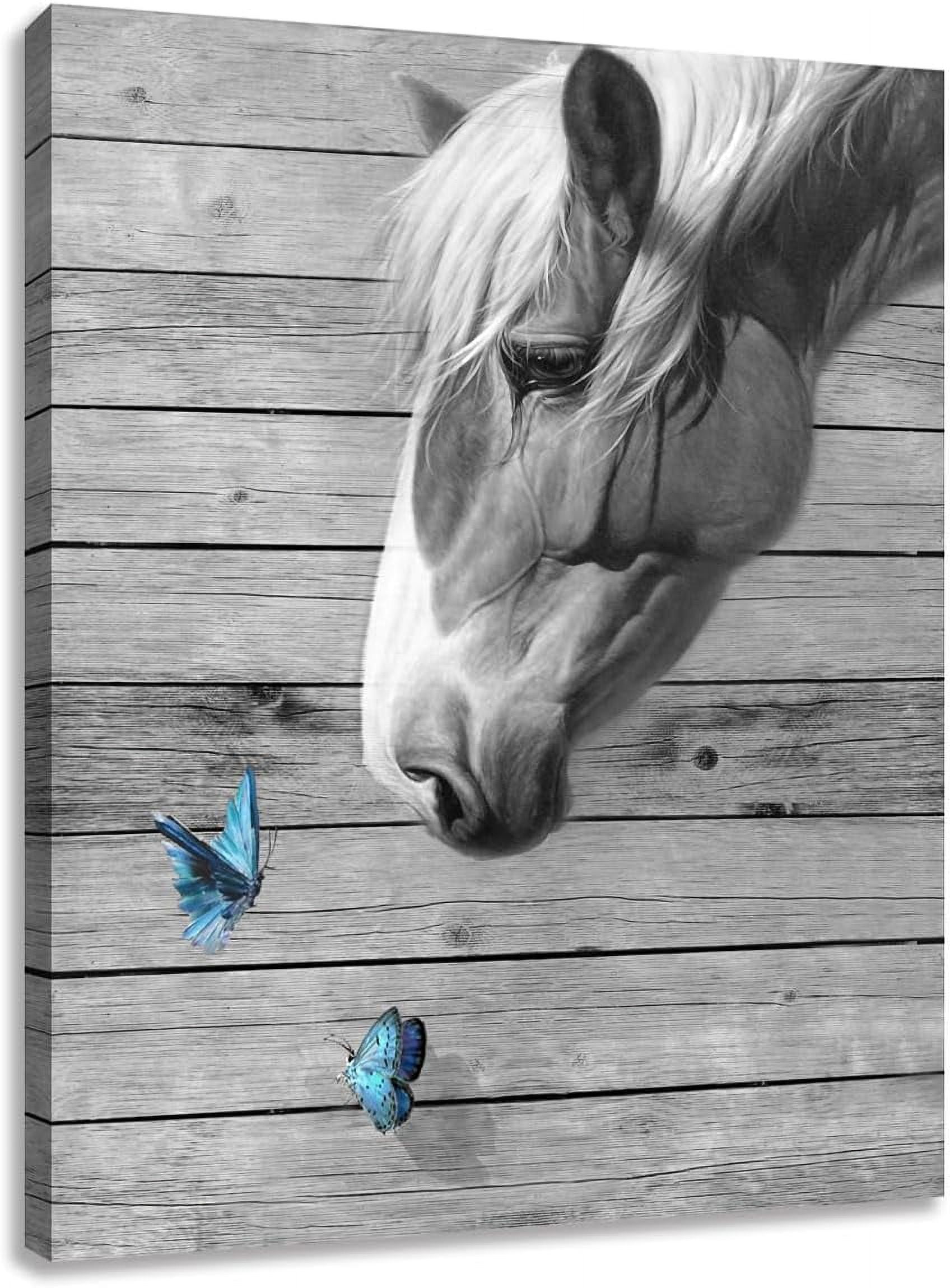 AatoeaX Bathroom Horse Picture Wall Art Black and White Rustic Canvas ...