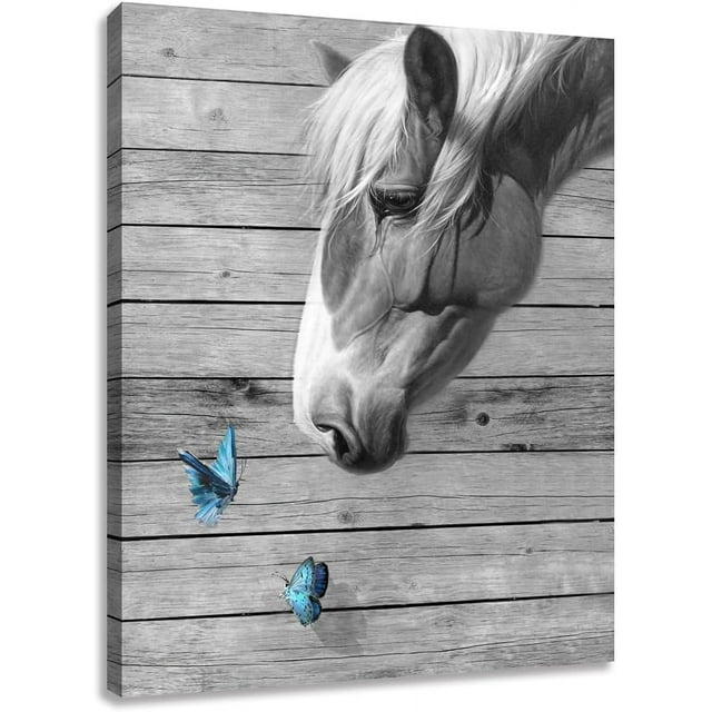 AatoeaX Bathroom Horse Picture Wall Art Black and White Rustic Canvas ...