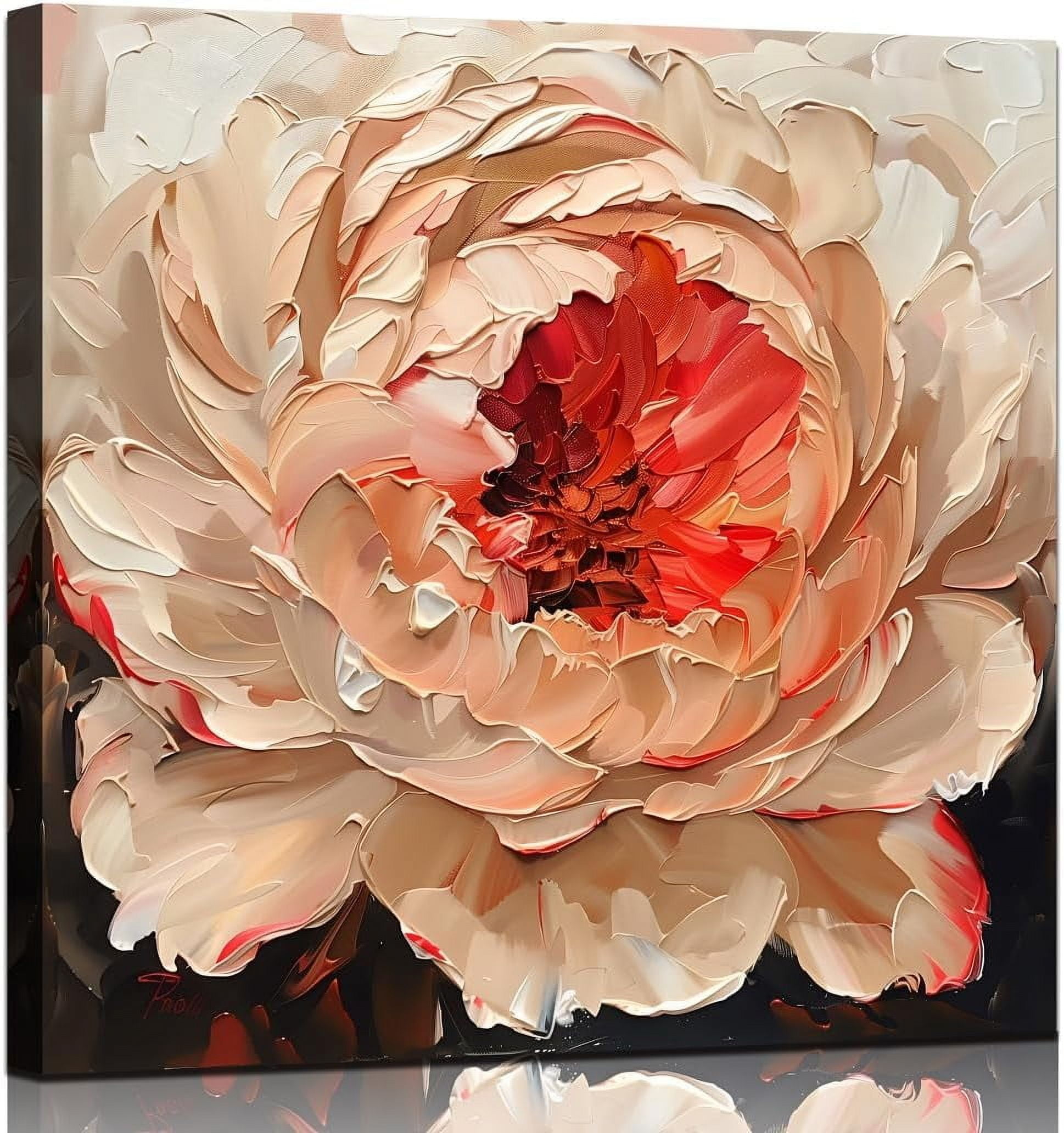 AatoeaX Bathroom Pink Rose Flower Wall Art Decor, White Blooming Floral ...