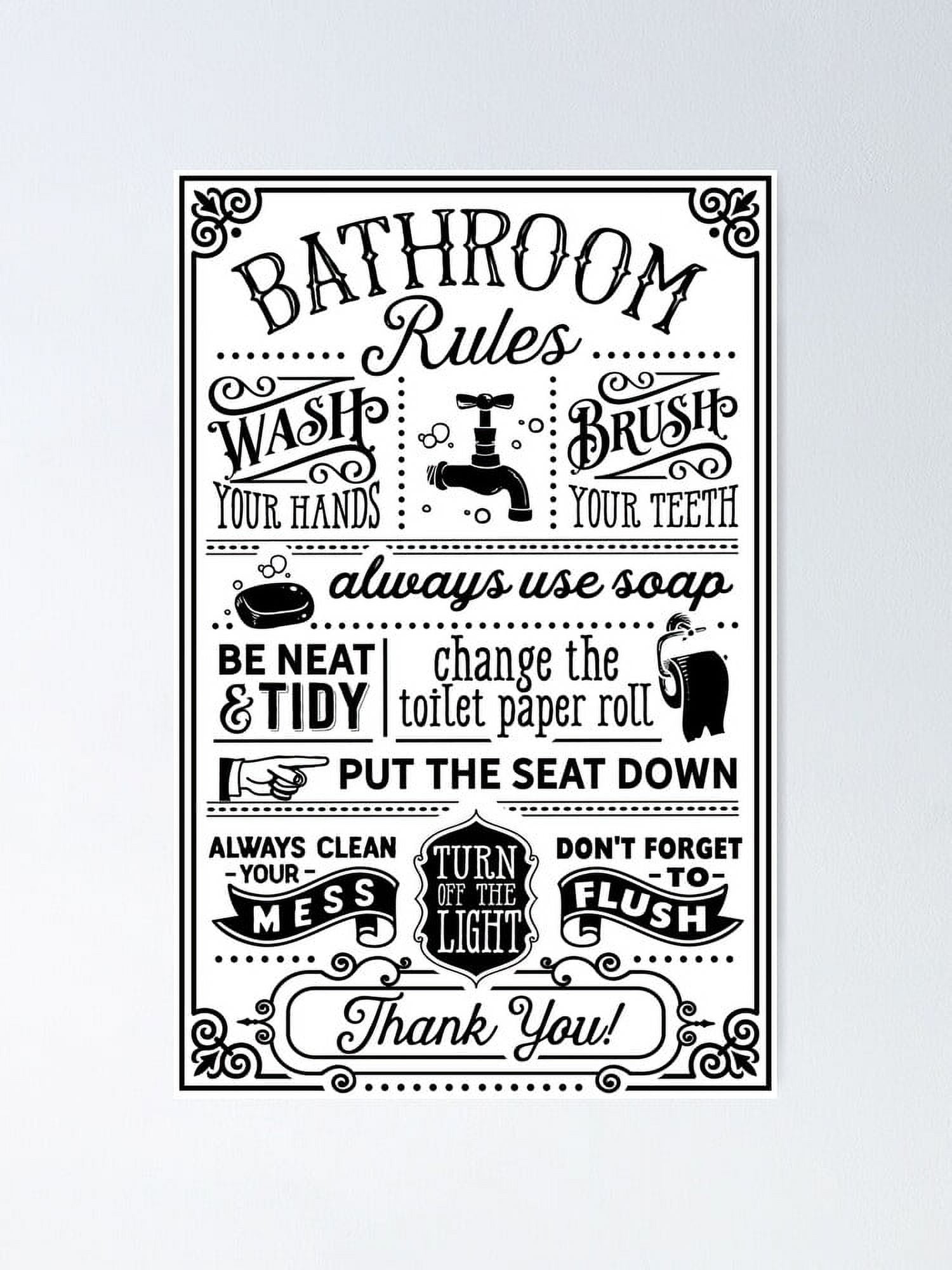AatoeaX Bathroom Rules Poster Aesthetic Home Decor – Perfect for ...
