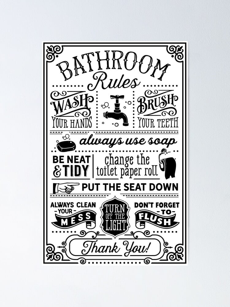 AatoeaX Bathroom Rules Poster Aesthetic Home Decor – Perfect for ...