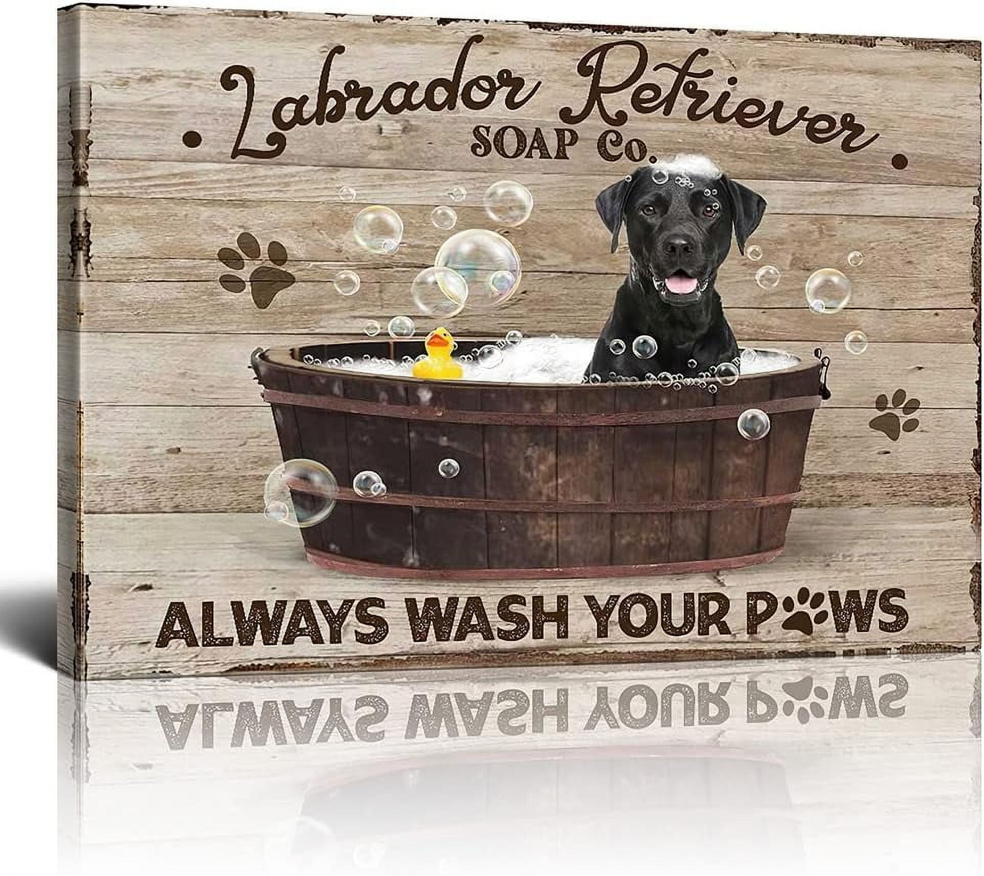 AatoeaX Bathroom Wall Art Cute Labrador Retriever Bubble Canvas Prints ...