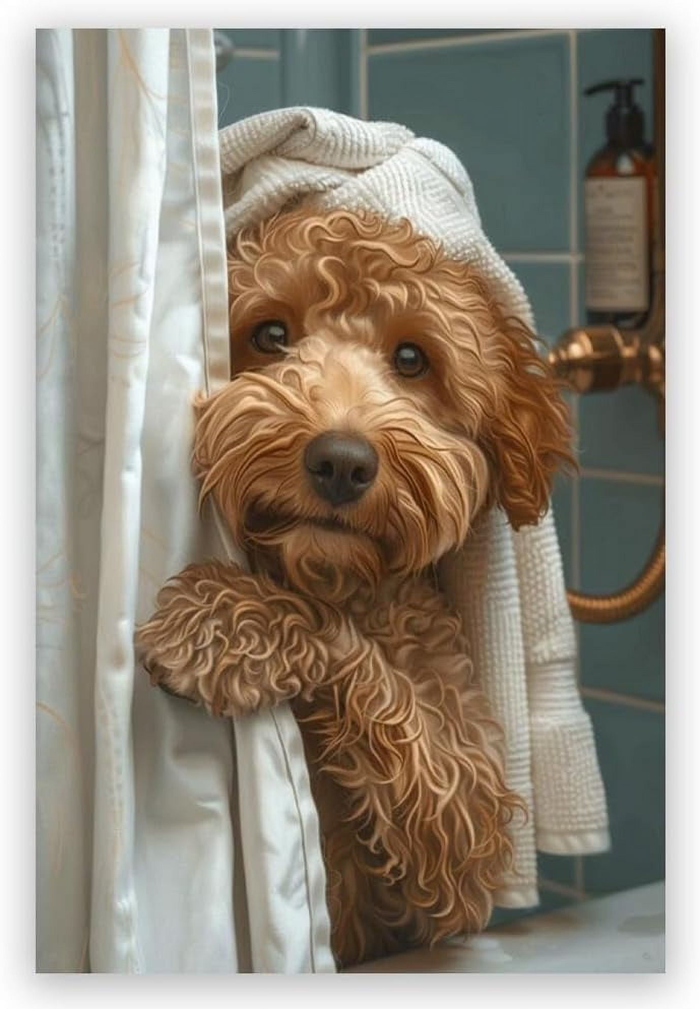 AatoeaX Bathroom Wall Art Funny Goldendoodle In Shower Humor Animal ...