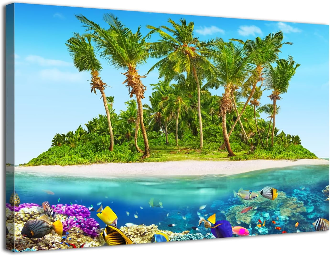 AatoeaX Beach Canvas Wall Art Ocean Themed Bedroom Decor Palm Tree ...