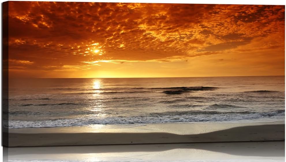 AatoeaX Beach Sunset Pictures Canvas Wall Art For Living Room Ocean ...