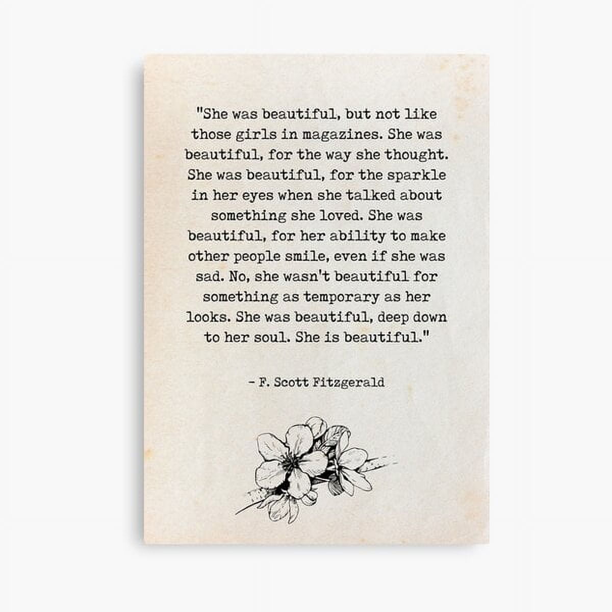 AatoeaX She Was Beautiful - Fitzgerald Quote Canvas Print Modern Wall ...