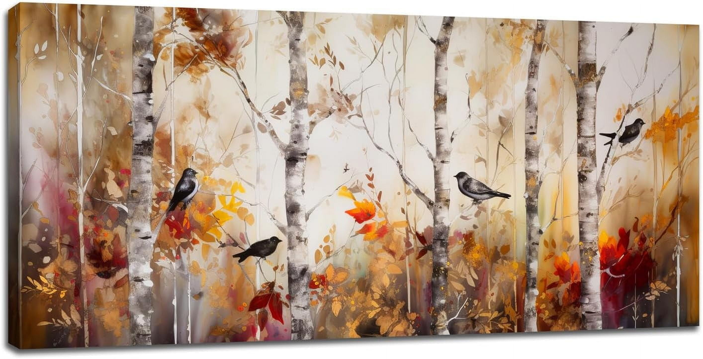 AatoeaX Birch Tree Wall Art Abstract Forest Birds Pictures Wall Decor ...