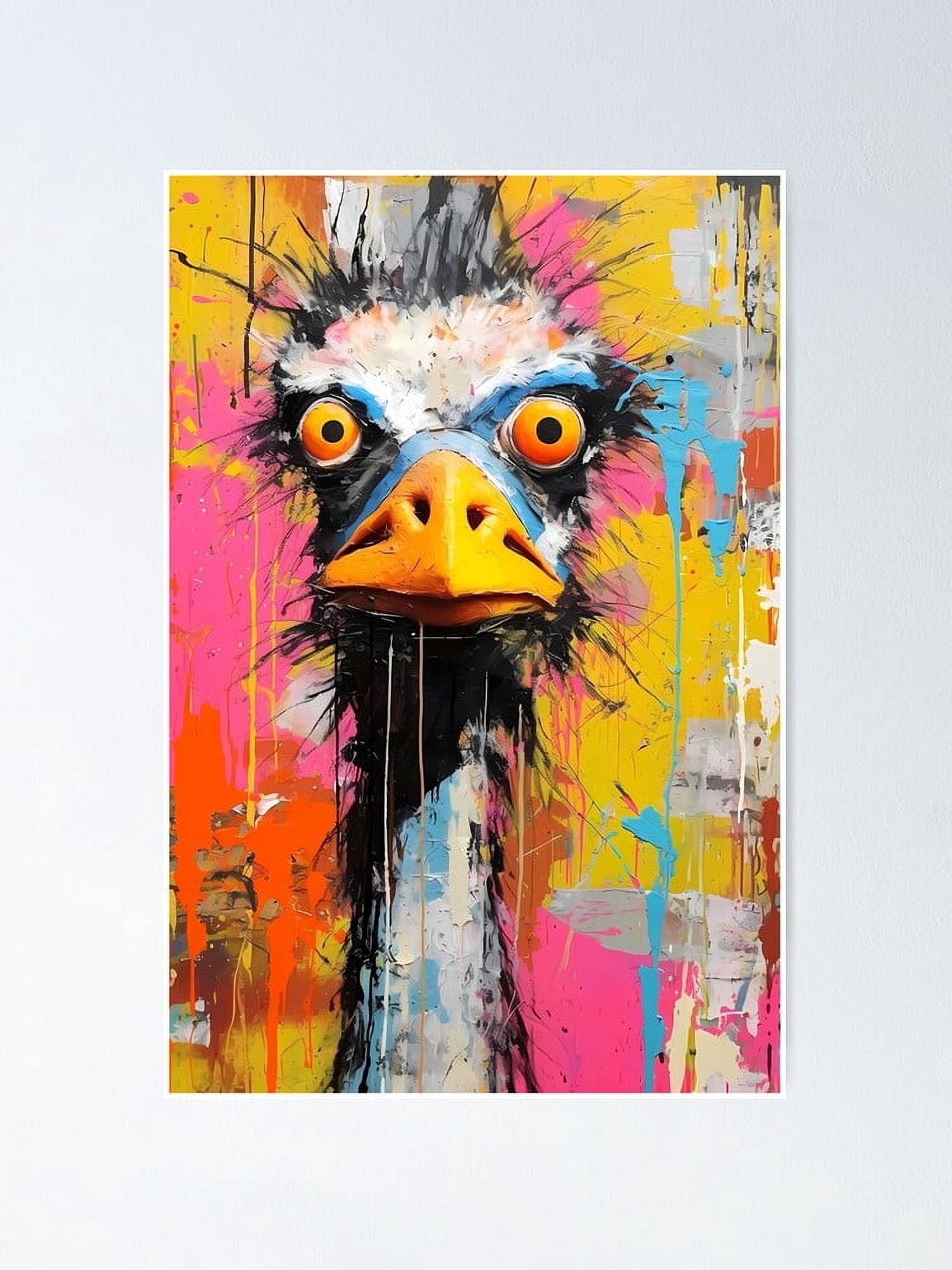 AatoeaX Bird Art: Ostrich WOW-some. Poster Modern Wall Art Canvas ...