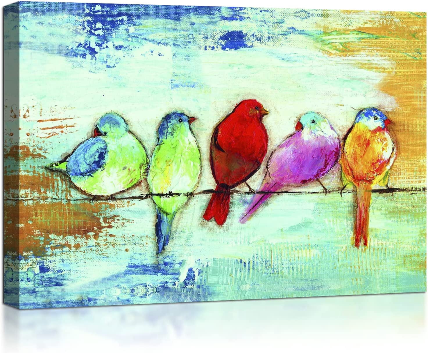 AatoeaX Bird Pictures Wall Decor Five Singing Birds Oil Painting Canvas ...