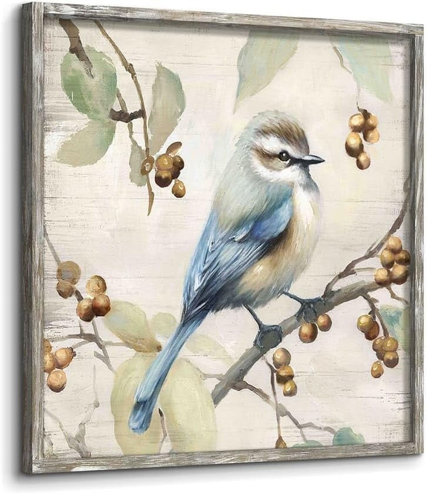 AatoeaX Bird Tree Wall Art: Blue Bird on the Blosoom Branch Painting ...
