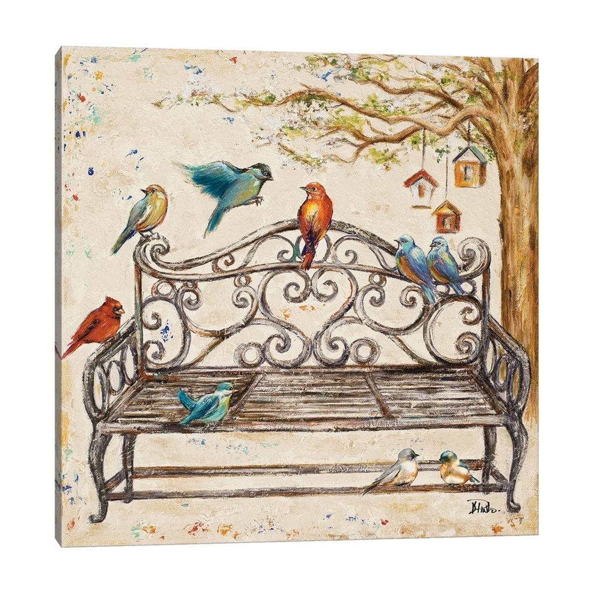 AatoeaX "Birds on the Bench" Canvas Print Modern Wall Art Canvas Poster ...