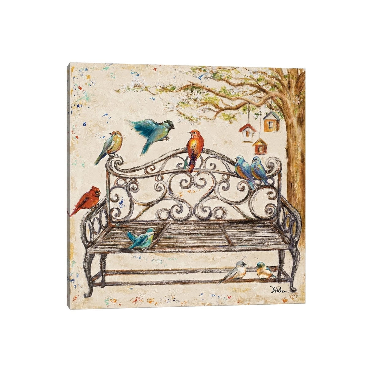 AatoeaX "Birds on the Bench" Canvas Print Modern Wall Art Canvas Poster – Aesthetic Print for ...