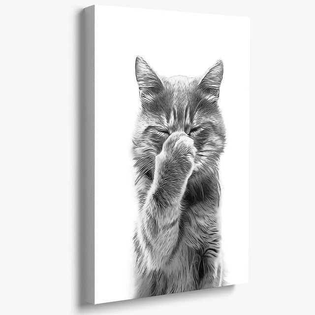 AatoeaX Black and Gray Funny Animal Bathroom Art Wall Decor Humor Cat ...