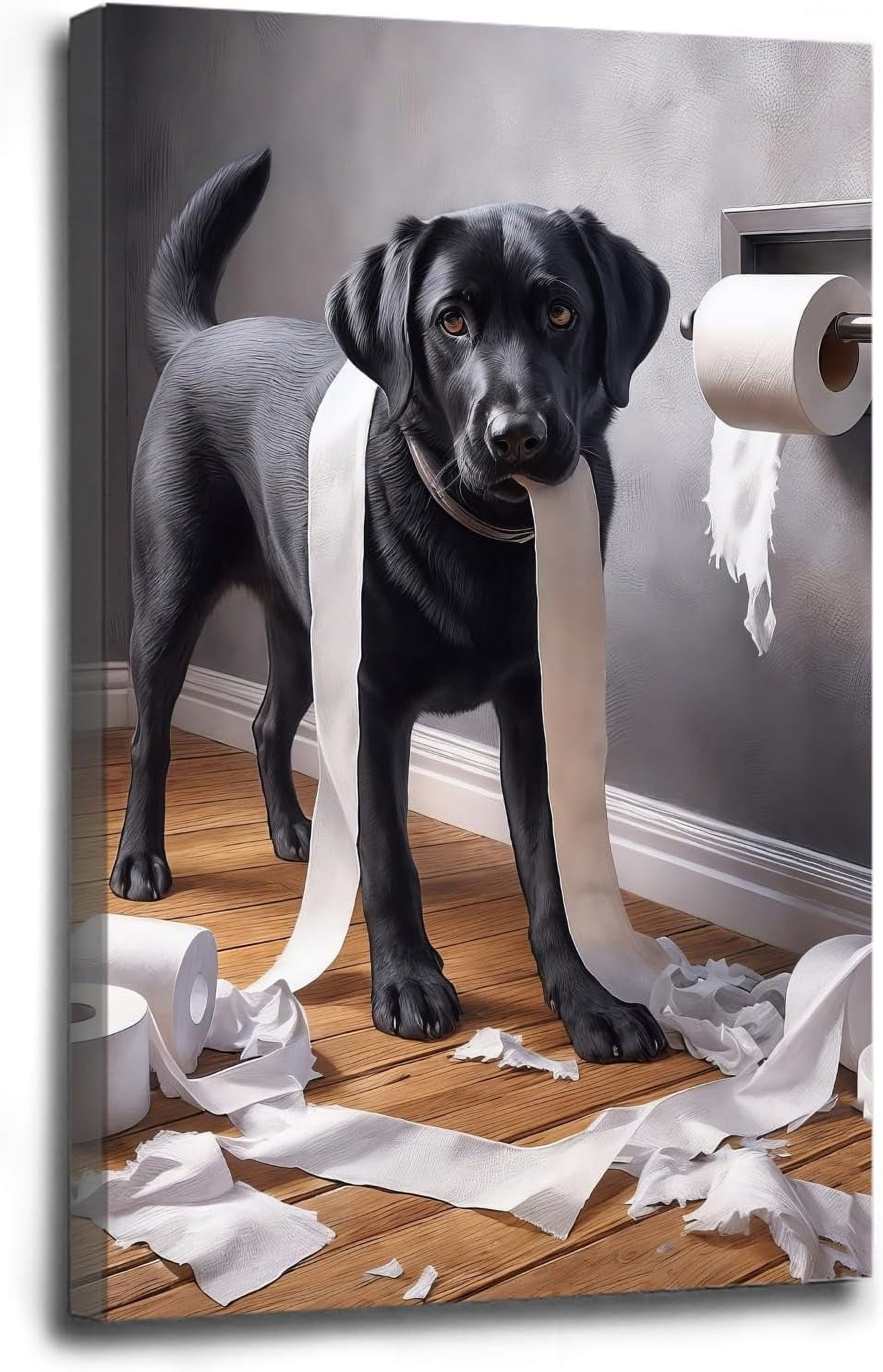 AatoeaX Black Labrador Bathroom Print Funny Labrador Toilet Paper Wall ...