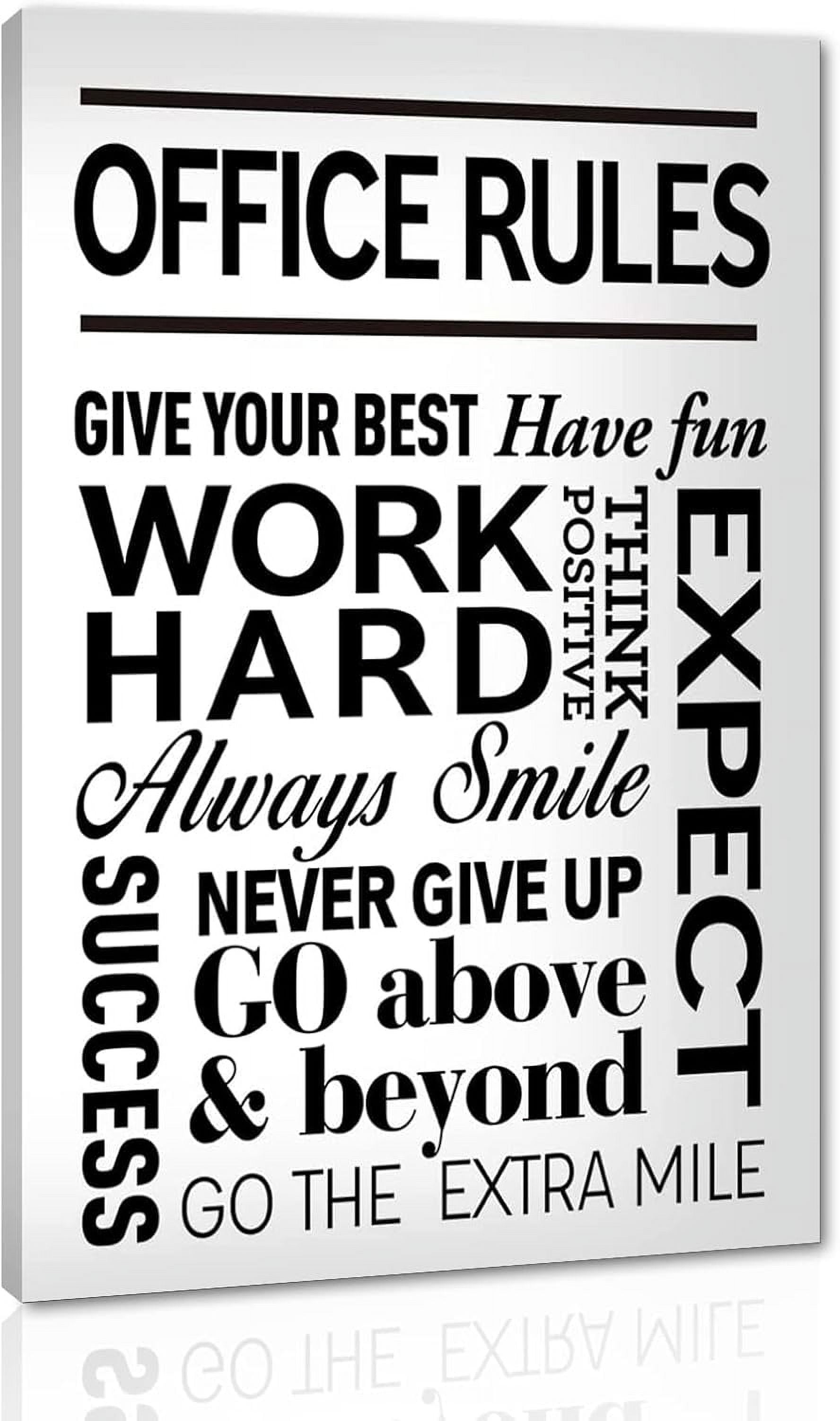 AatoeaX Black and White Inspirational Quote Office Rules Canvas Poster ...