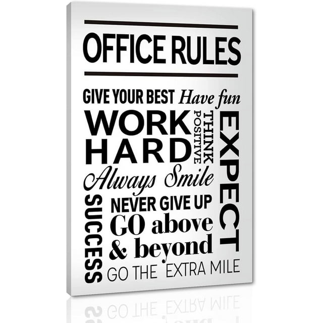 AatoeaX Black and White Inspirational Quote Office Rules Canvas Poster ...