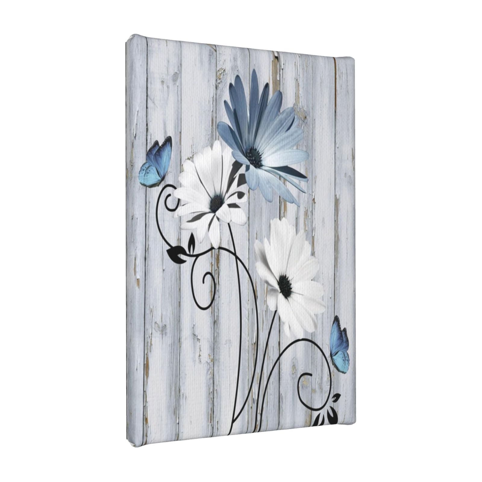 AatoeaX Blue Floral Wall Art for Living Room, Rustic Daisy Flower and ...