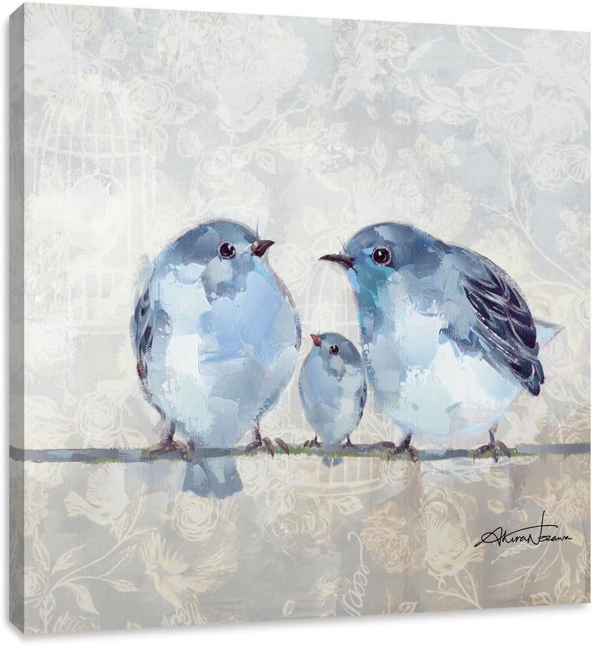 AatoeaX Blue Gray Bird Wall Art, Abstract Love Birds Picture Print on Canvas for Bathroom Kids ...