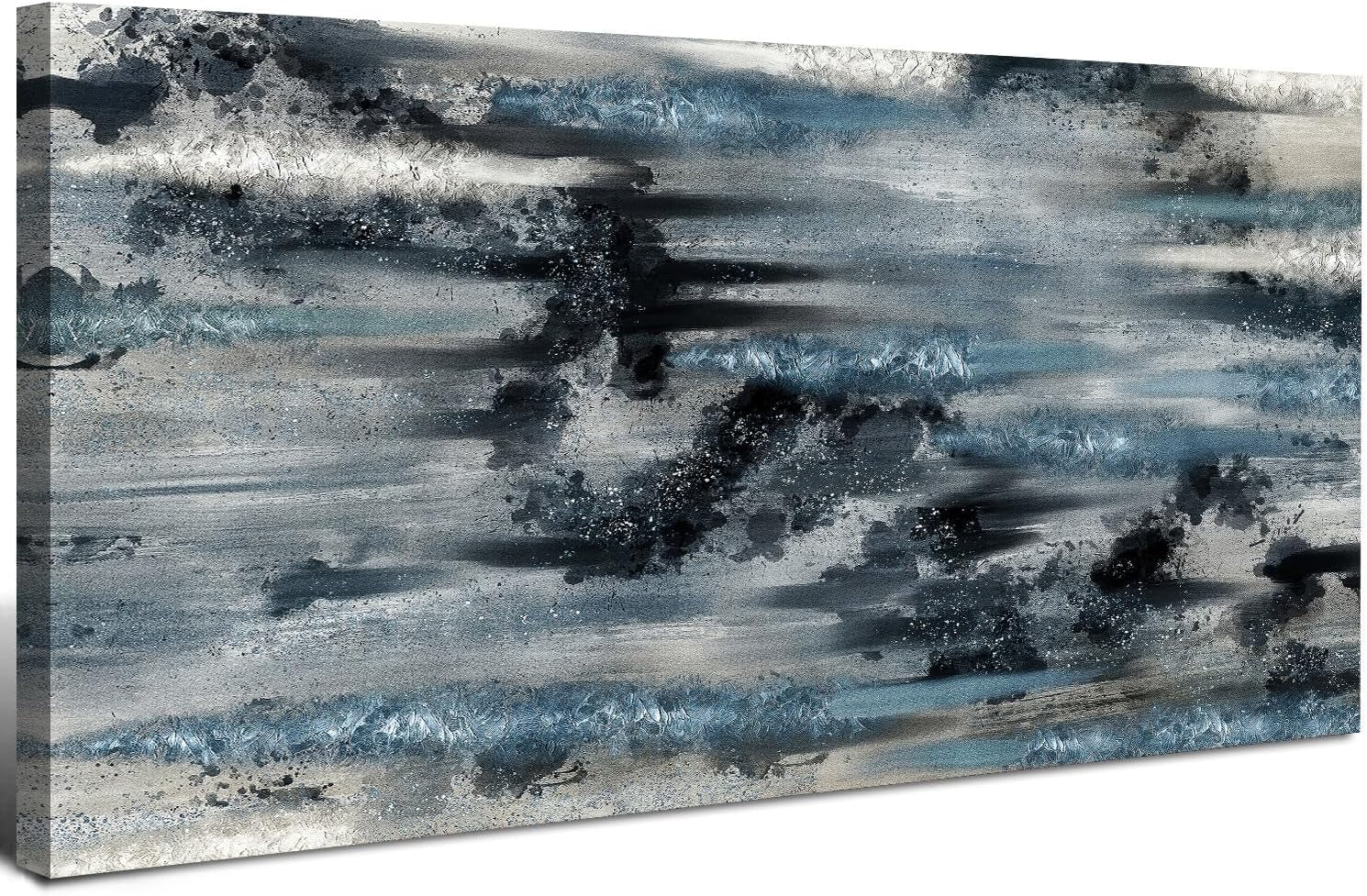 AatoeaX Blue Gray Canvas Prints Wall Art Abstract Blue Picture Wall ...