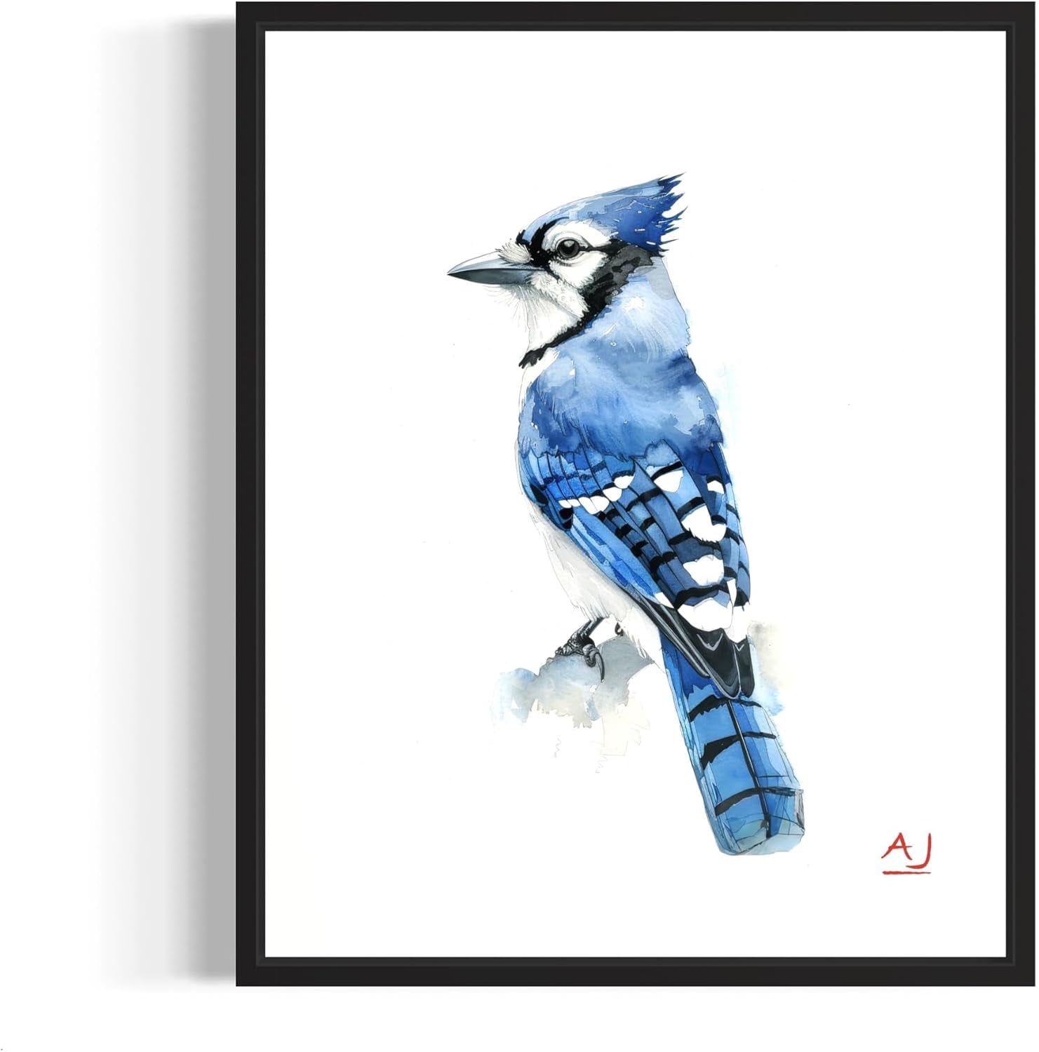 AatoeaX Blue Jay Art Print Poster, Bird Watercolor Painting, Nature ...