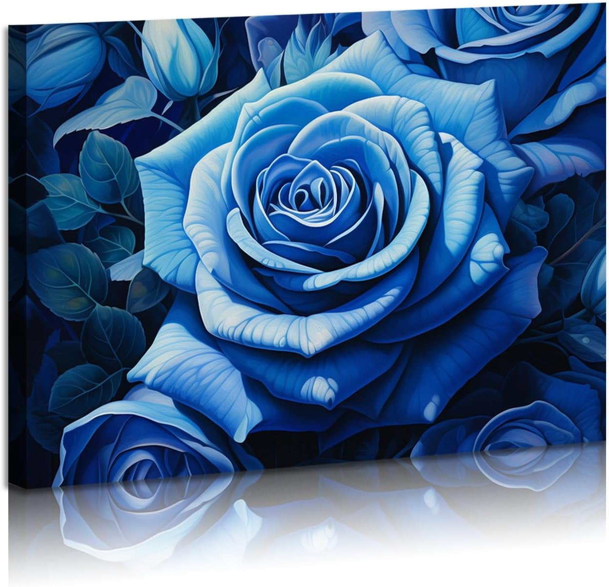 AatoeaX Blue Rose Wall Art Bathroom Decor Blue decor blue and Black ...