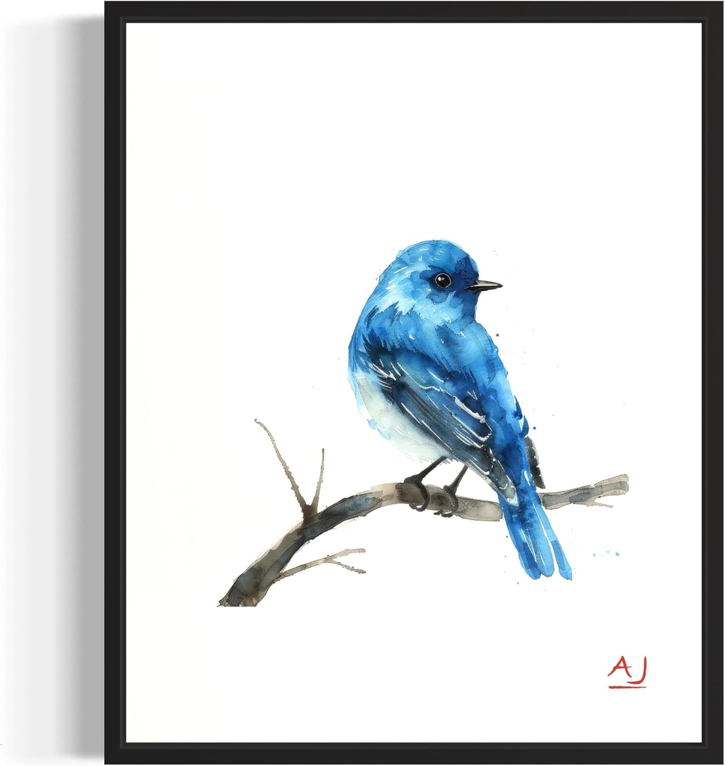 AatoeaX Bluebird Art Print Poster, Bird Watercolor Painting, Nature ...
