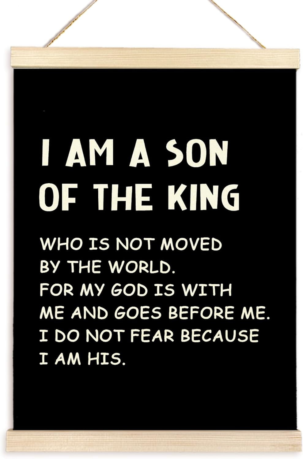 AatoeaX Bold "I Am a Son of the King" Scroll, Linen Canvas, Black ...